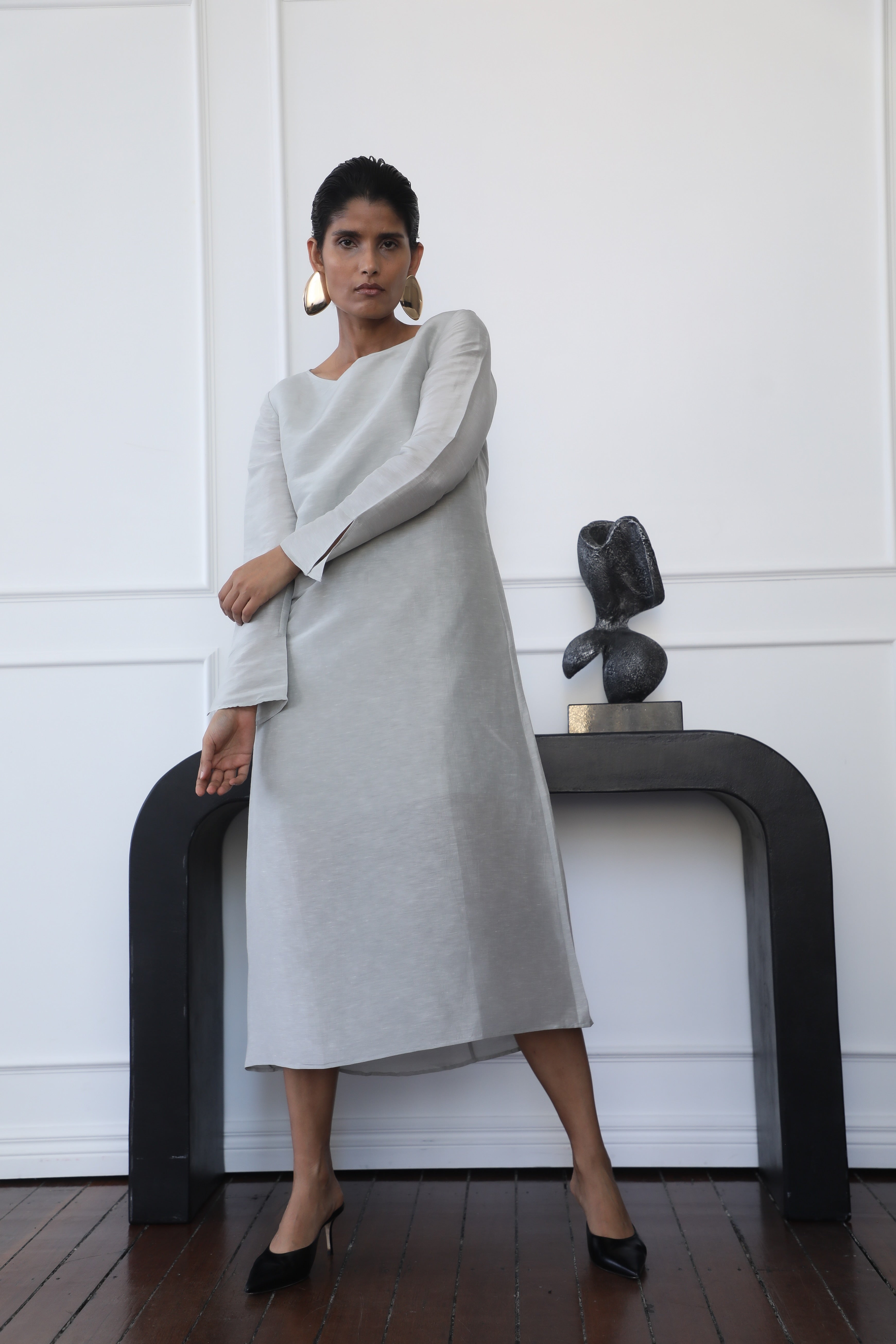 Lou Midi Dress - Steel – Moss Living Store