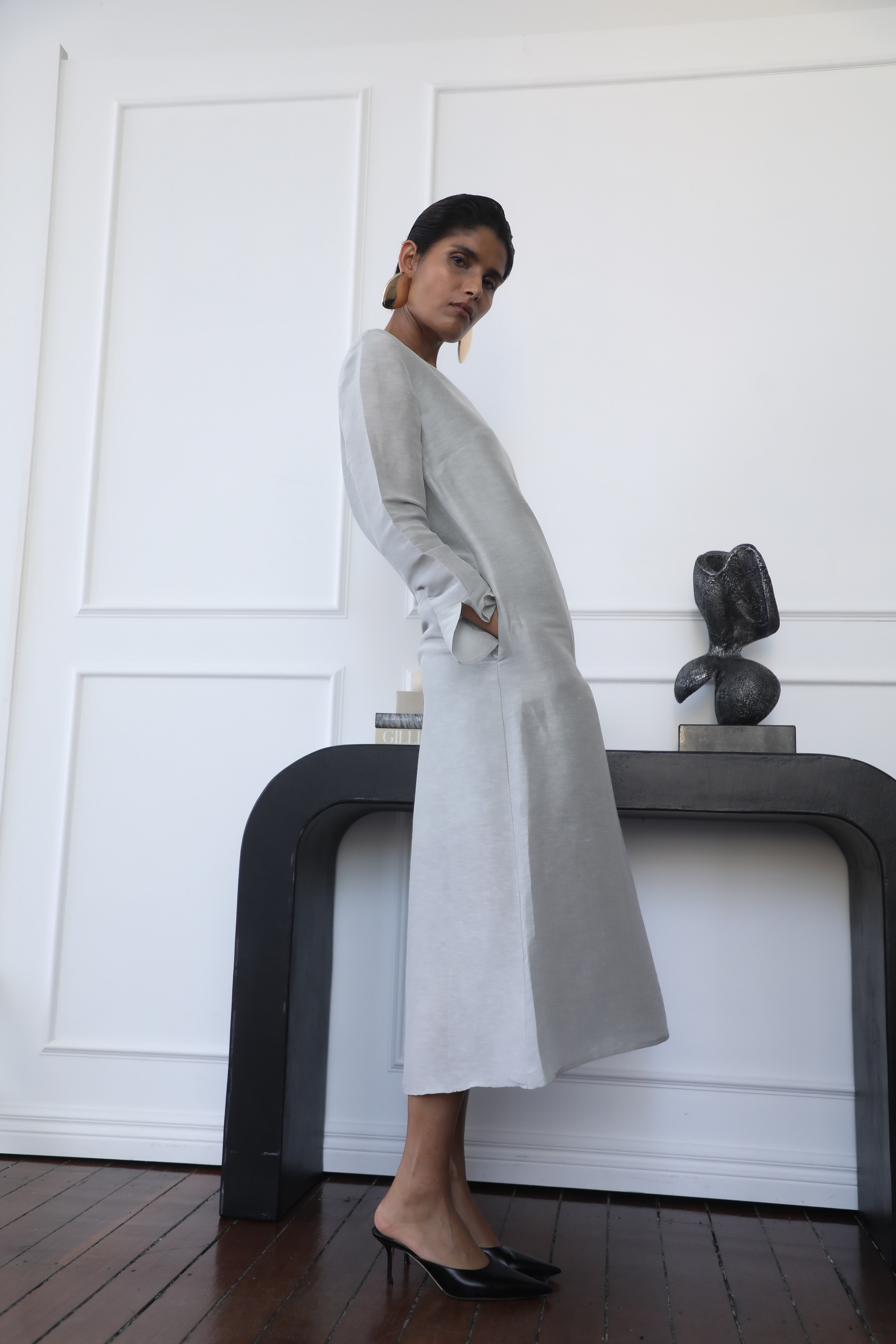 Lou Midi Dress - Steel – Moss Living Store