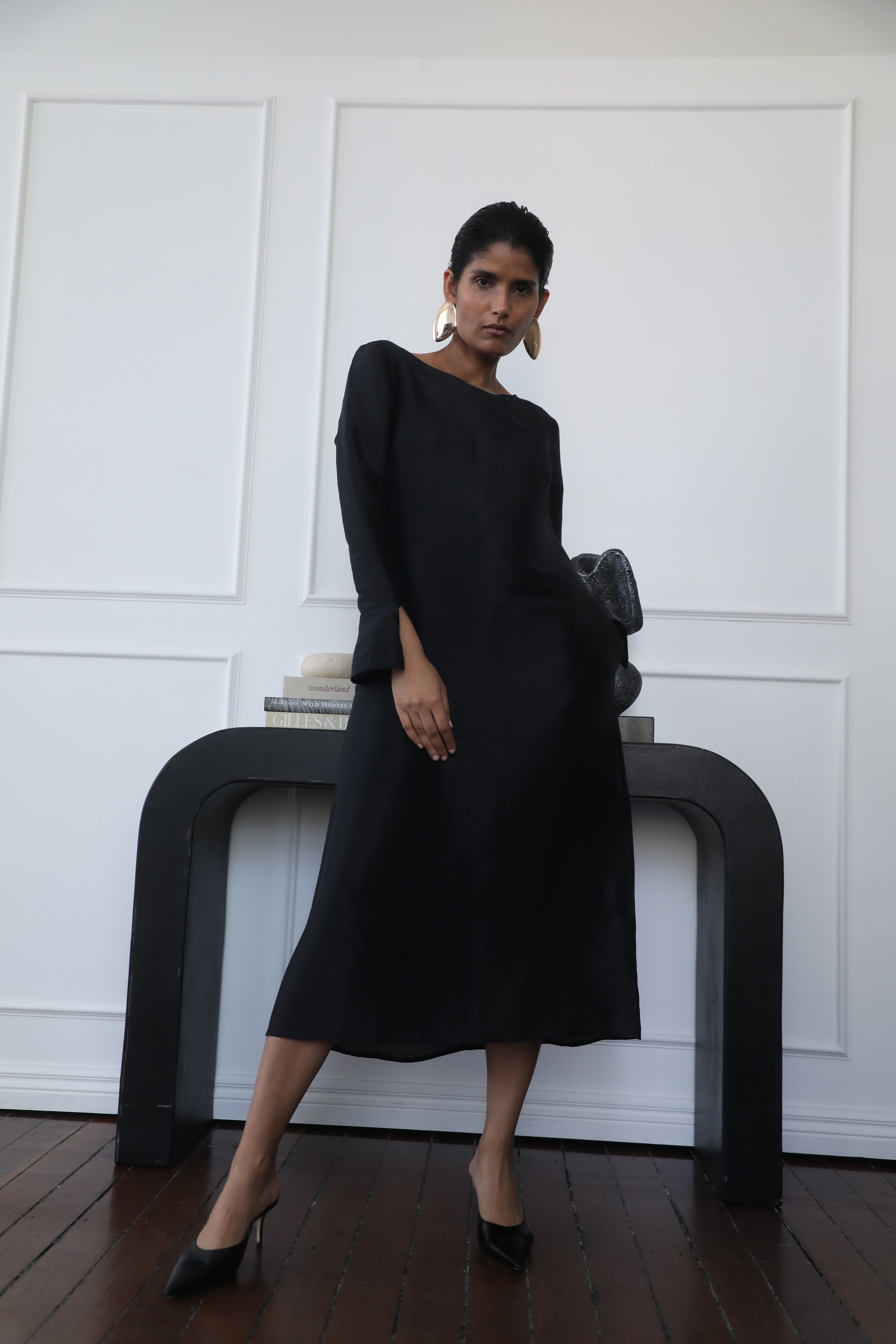 Lou Midi Dress - Noir – Moss Living Store