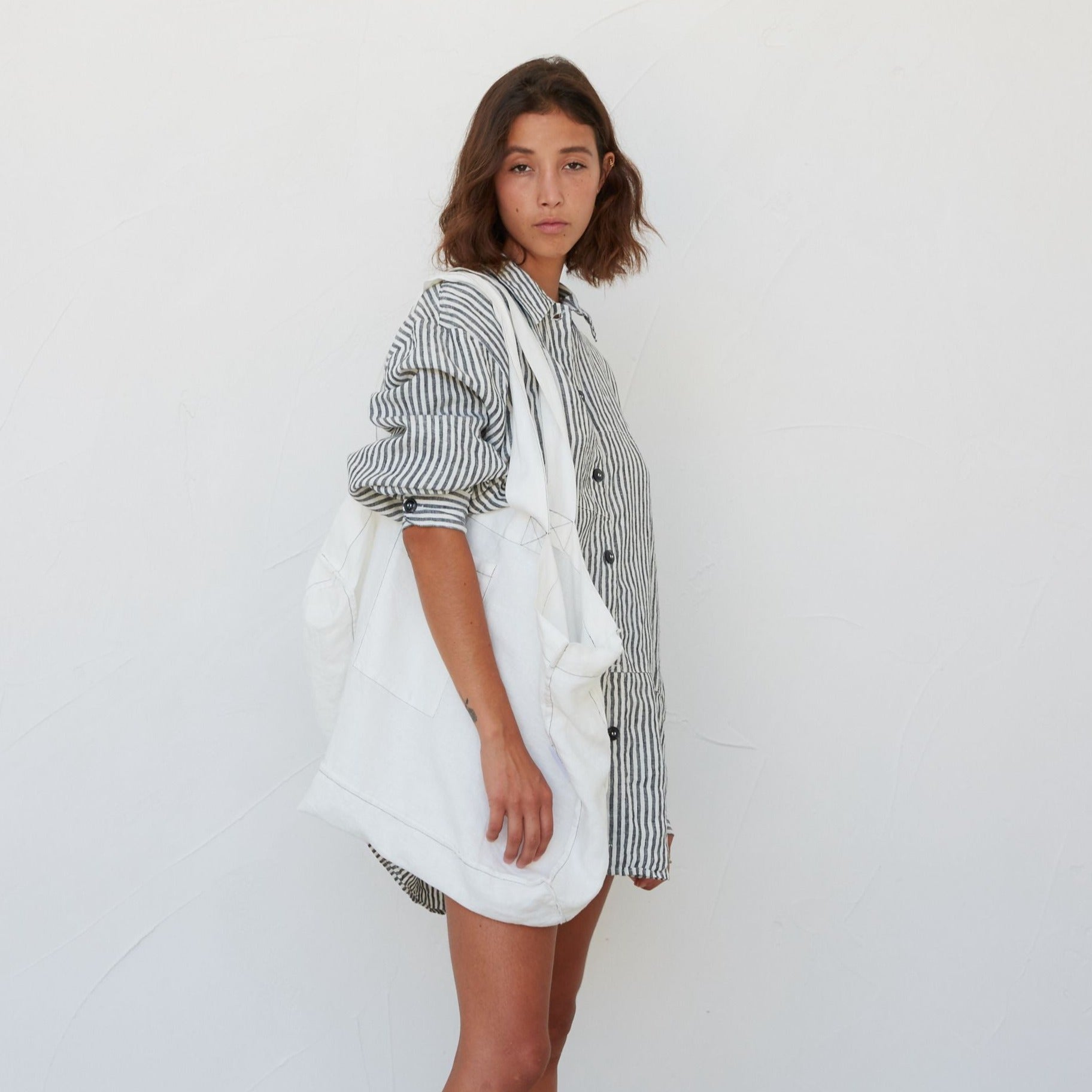 Linen Tote Bag Sundae White