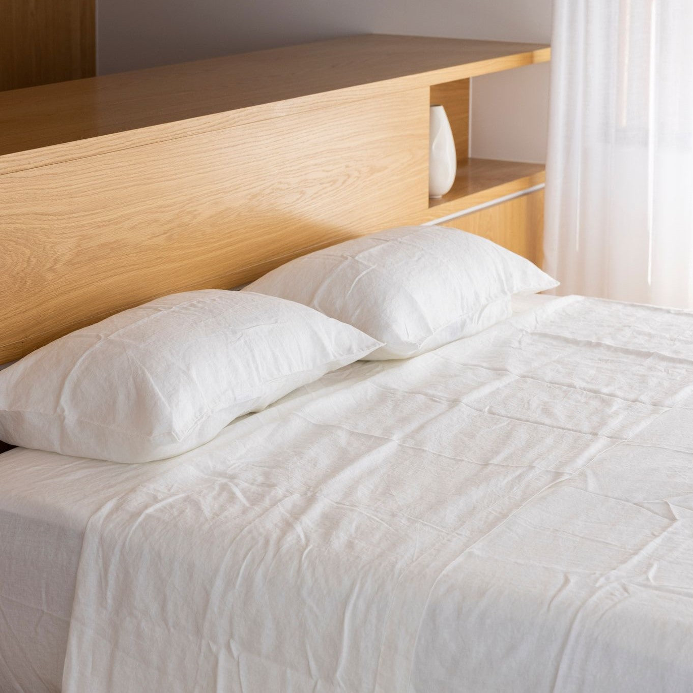 100% French Linen Flat Sheet Sundae White | King | Queen – Moss Living ...